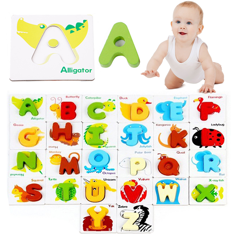 Early Education Wooden Alphabet Cards - Biblu box