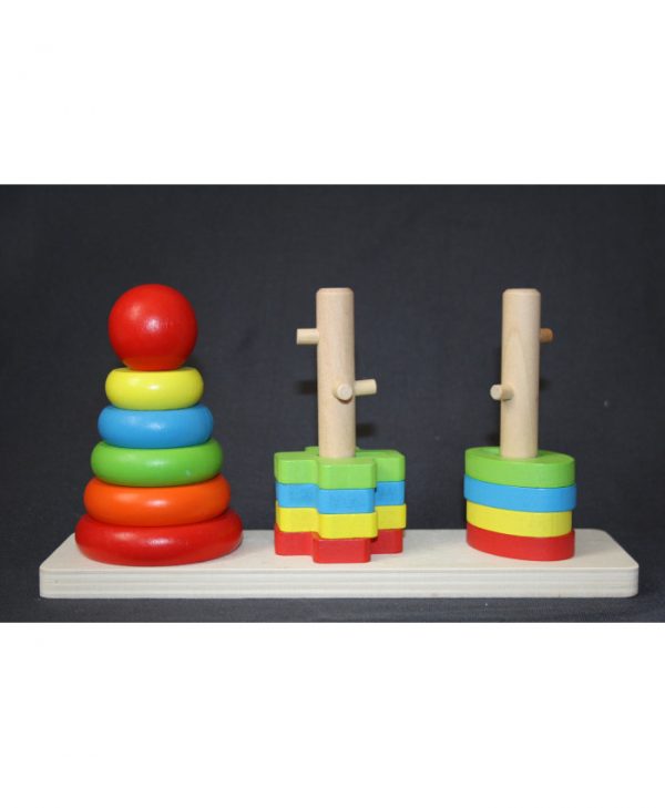 Wooden Rainbow Three Column Tower - Biblu box