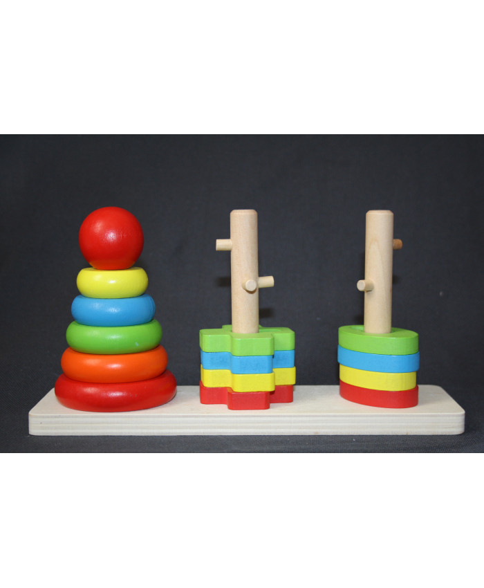 Wooden Rainbow Three Column Tower - Biblu box