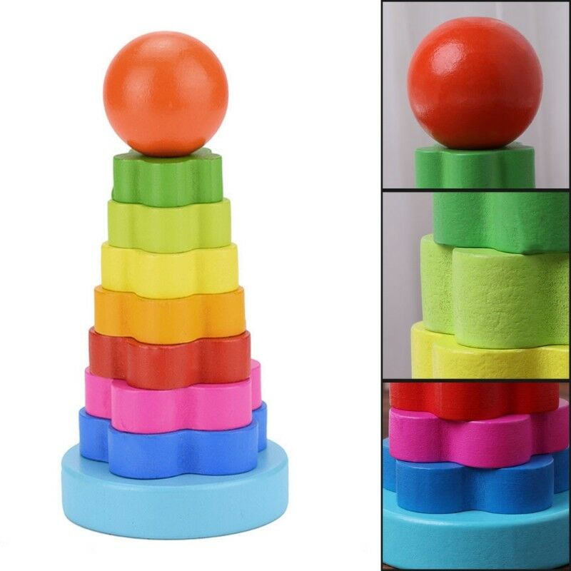 Wooden Rainbow Stacking Tower - Biblu box