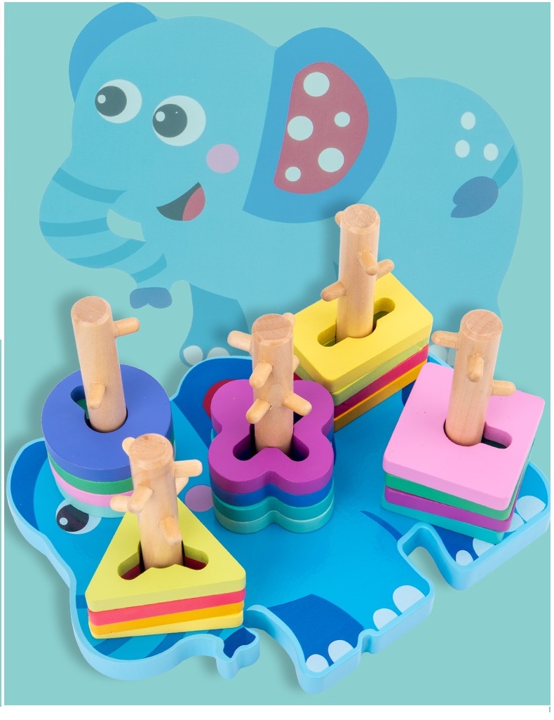 Elephant Shape Sorter and Stacker - Biblu box