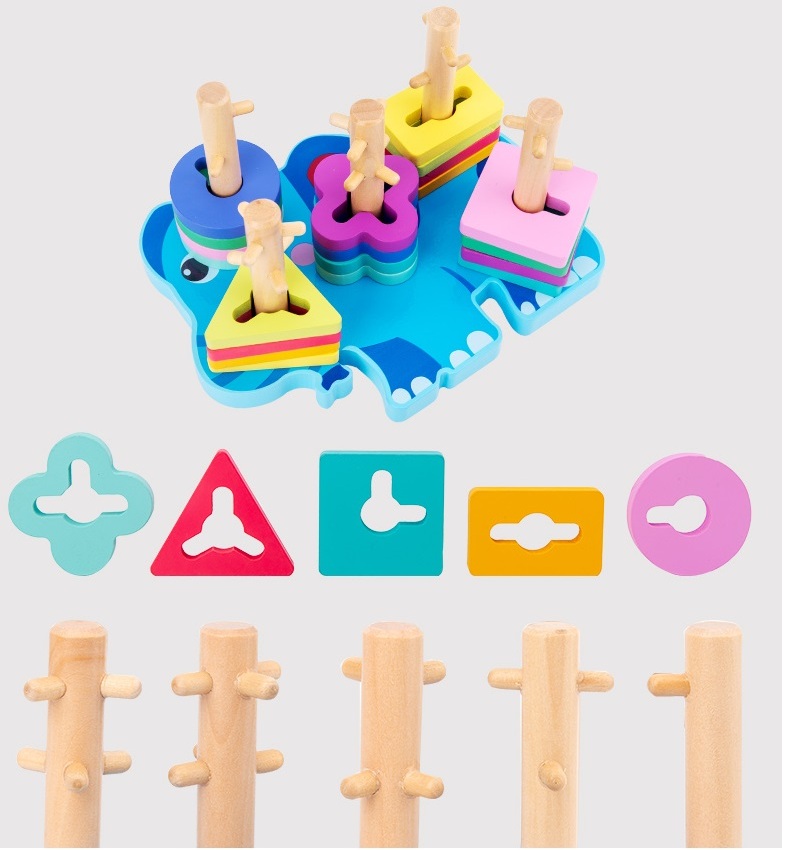Elephant Shape Sorter and Stacker - Biblu box