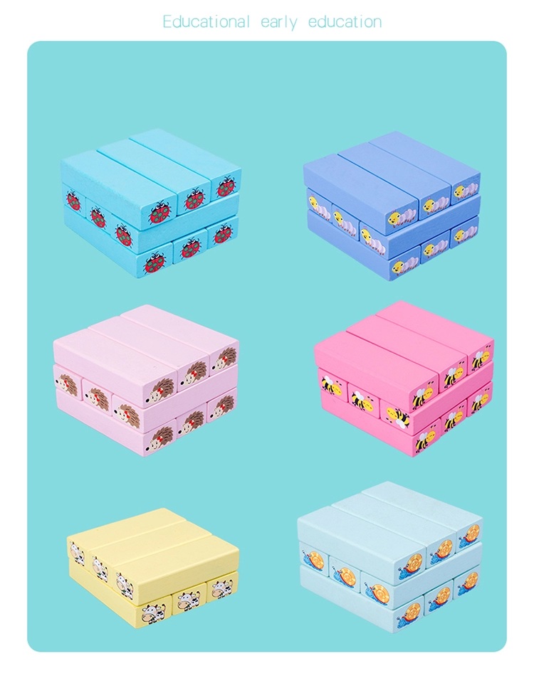 Wooden Animal Jenga Blocks - Biblu box