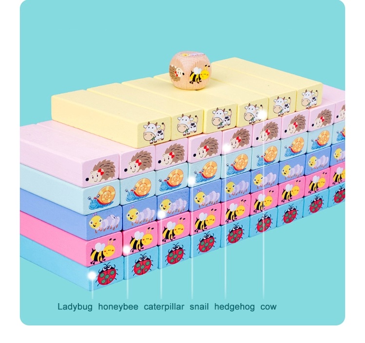 Wooden Animal Jenga Blocks - Biblu box