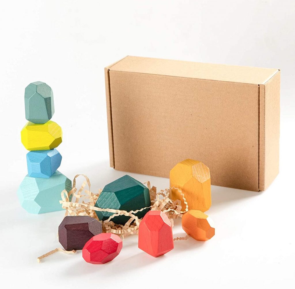 Wooden Balancing Zen Rock Blocks - Biblu box
