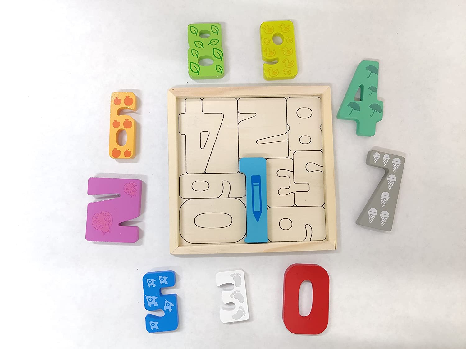 Wooden Numbers Tetris - Biblu box
