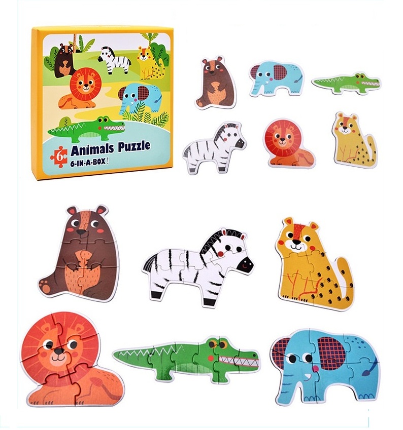 Six in One Wild Animals Puzzle - Biblu box