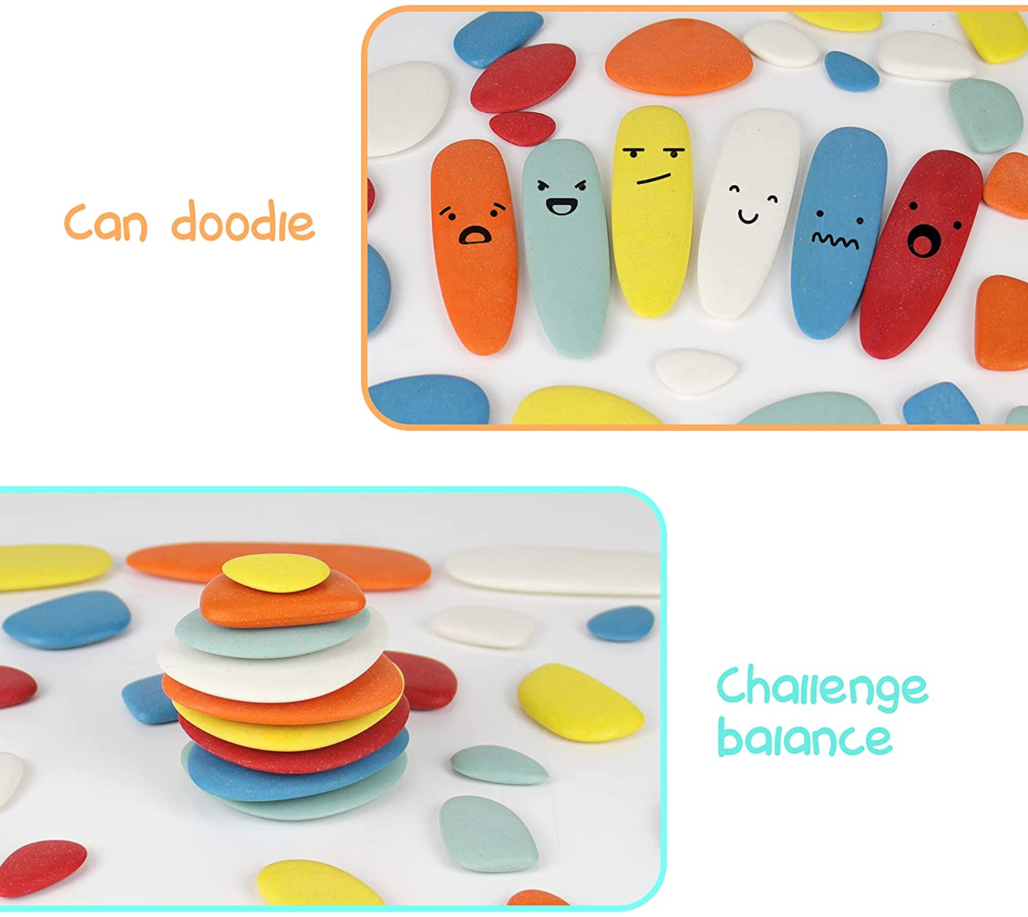 Fun Stone Rainbow Pebbles Game - Biblu box