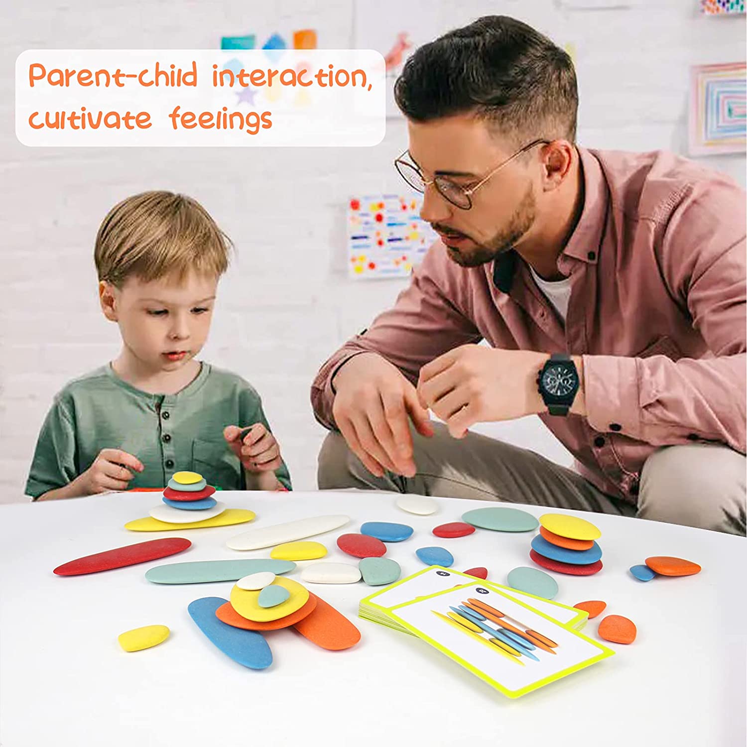 Fun Stone Rainbow Pebbles Game - Biblu box