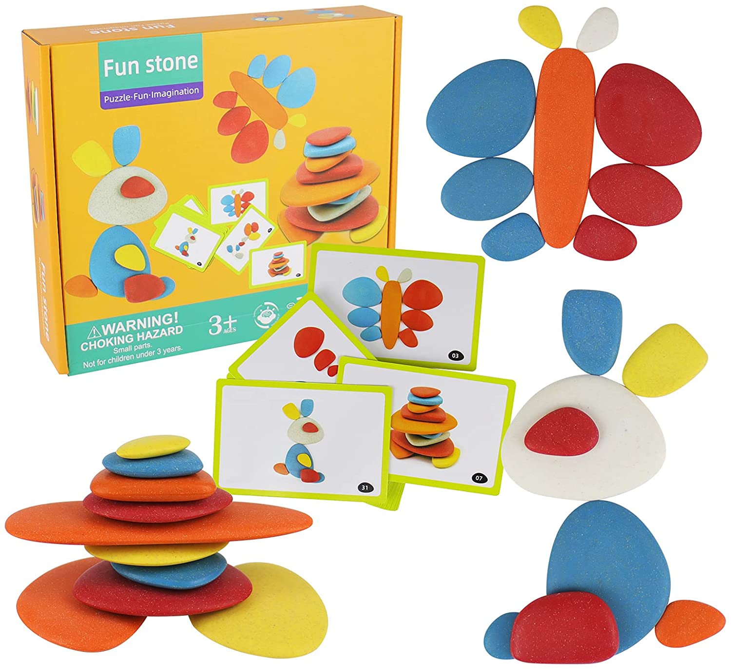 Fun Stone Rainbow Pebbles Game - Biblu box
