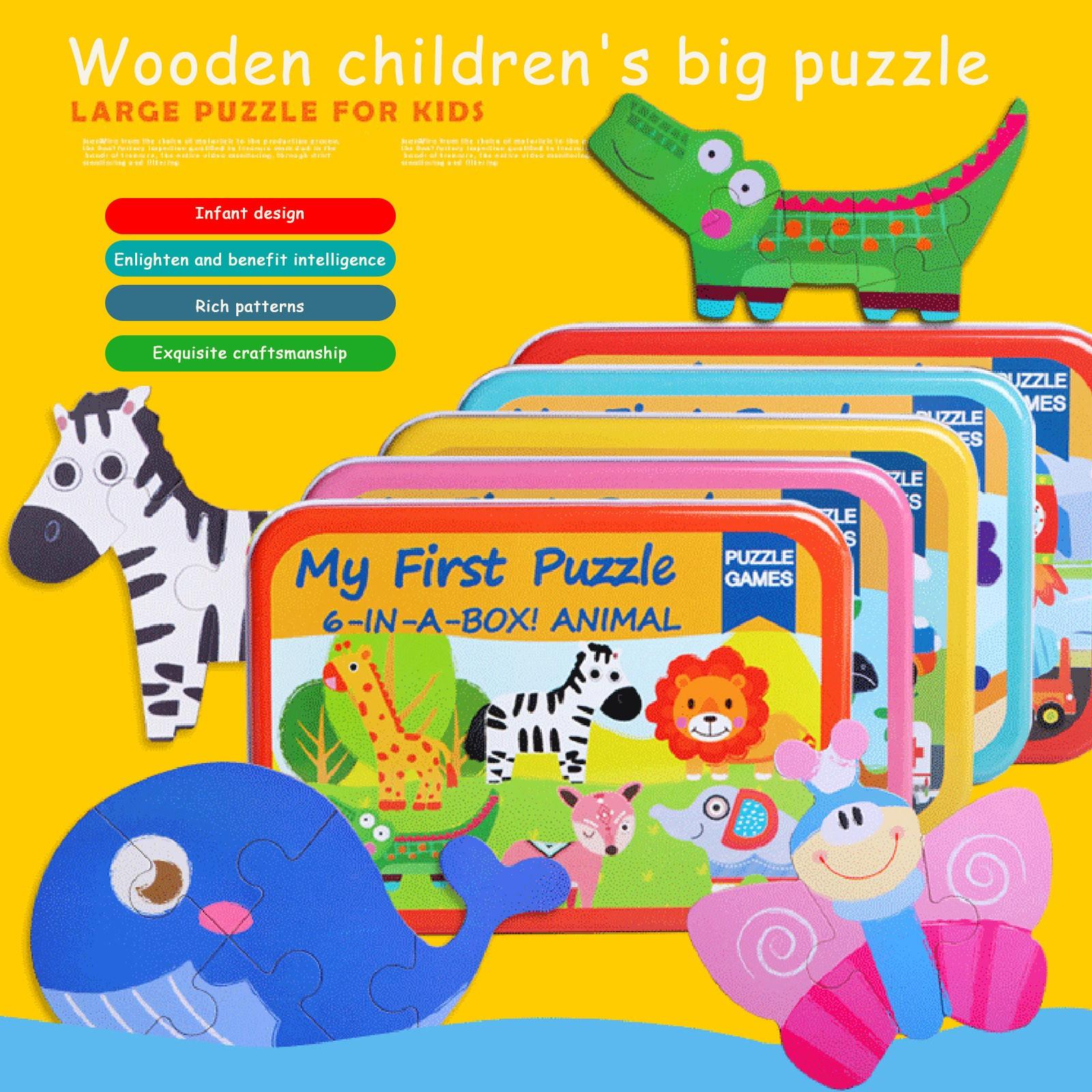 6 in 1 Wild Animals Puzzle Box - Biblu box
