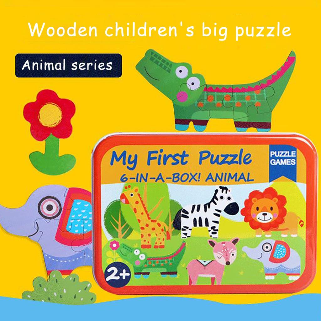 6 in 1 Wild Animals Puzzle Box - Biblu box