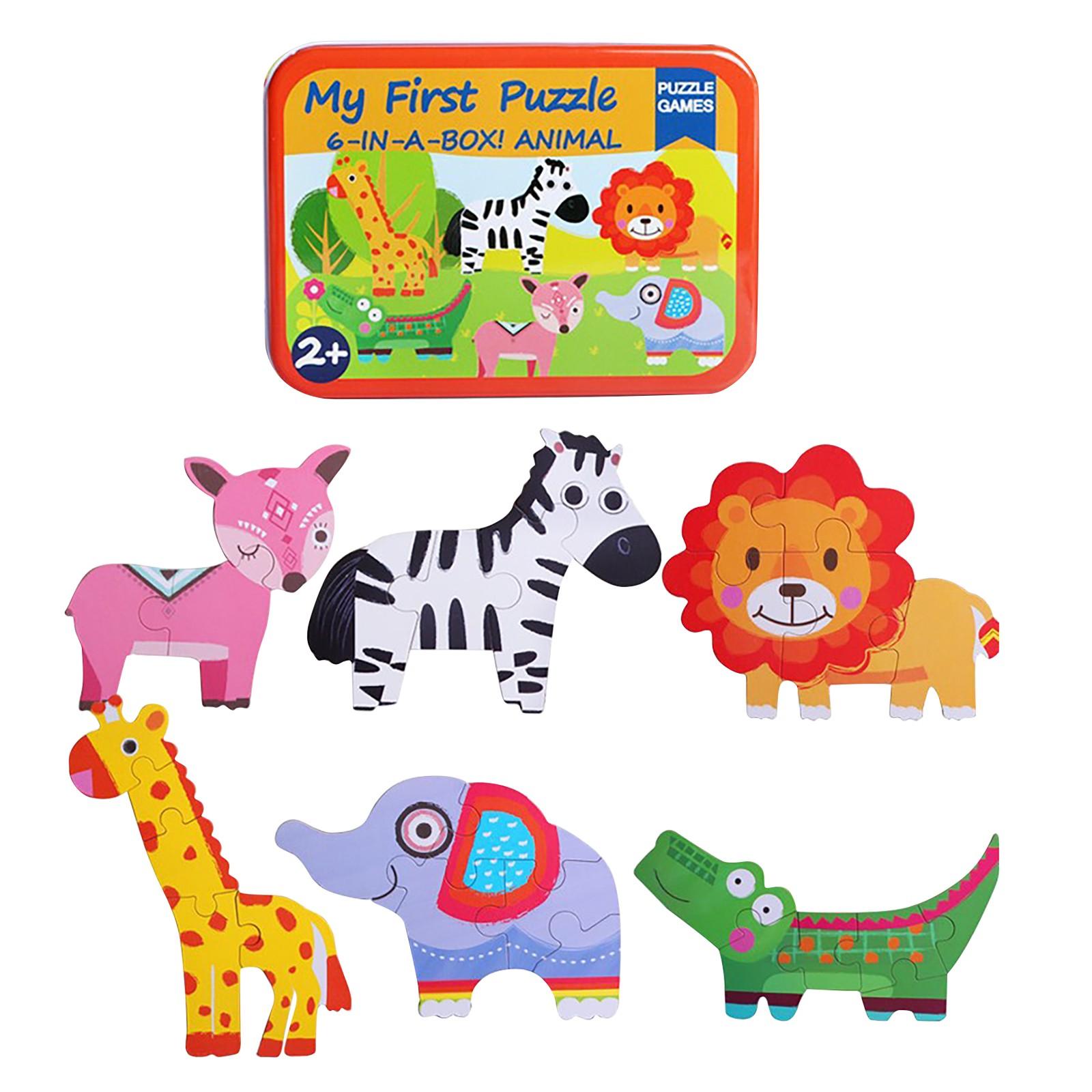 6 in 1 Wild Animals Puzzle Box - Biblu box