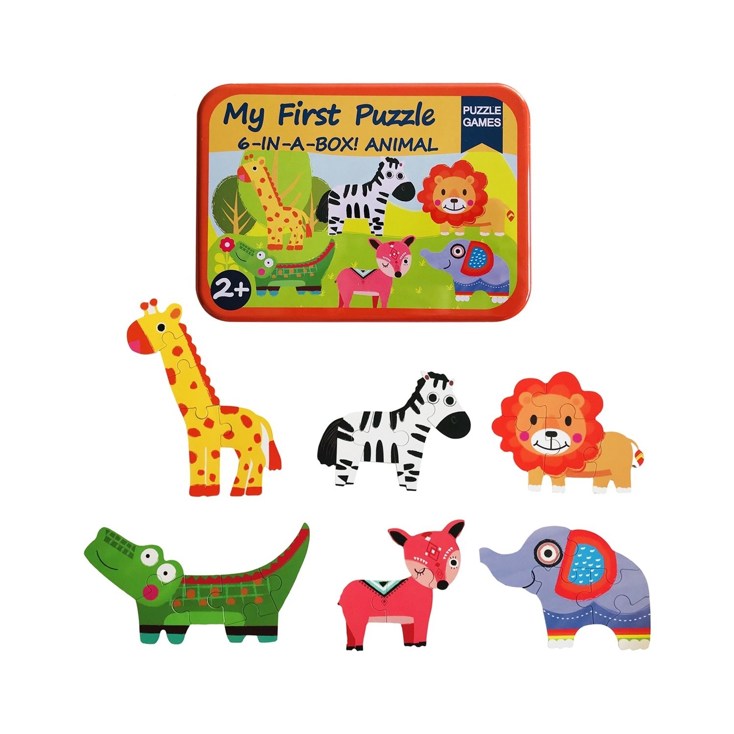 6 in 1 Wild Animals Puzzle Box - Biblu box