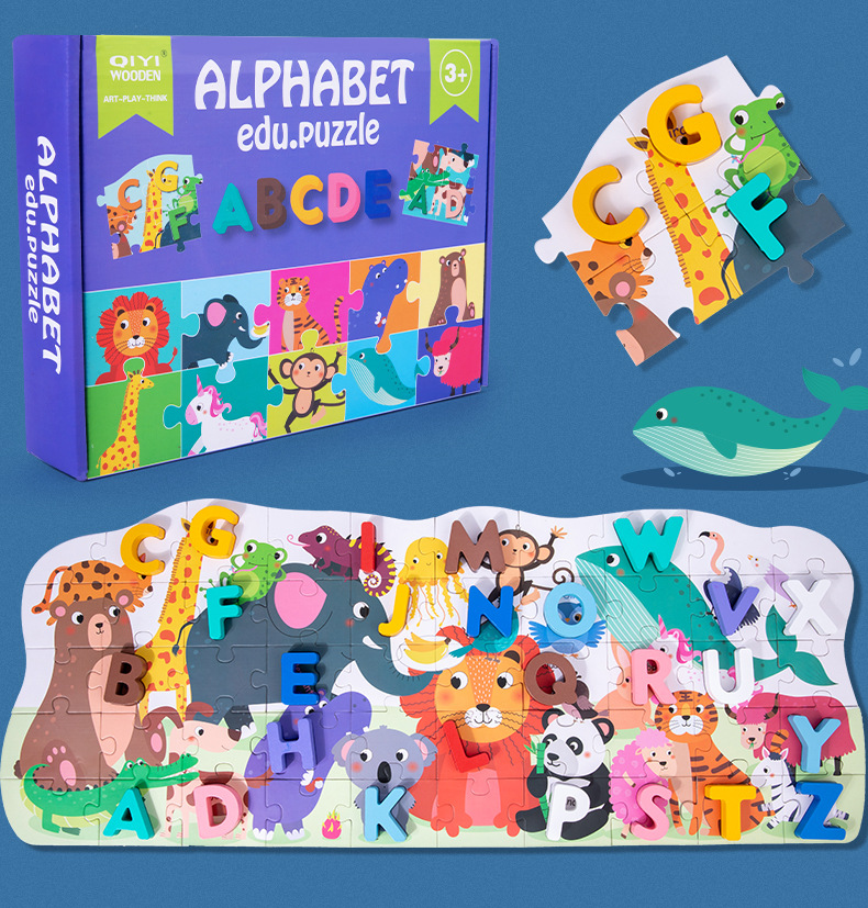 Wooden Alphabet Puzzles - Biblu box