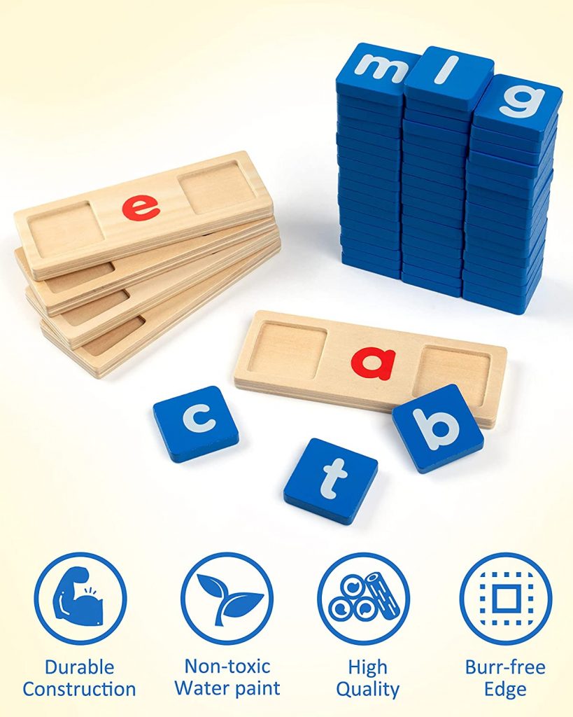 Wooden CVC Reading Blocks - Biblu box
