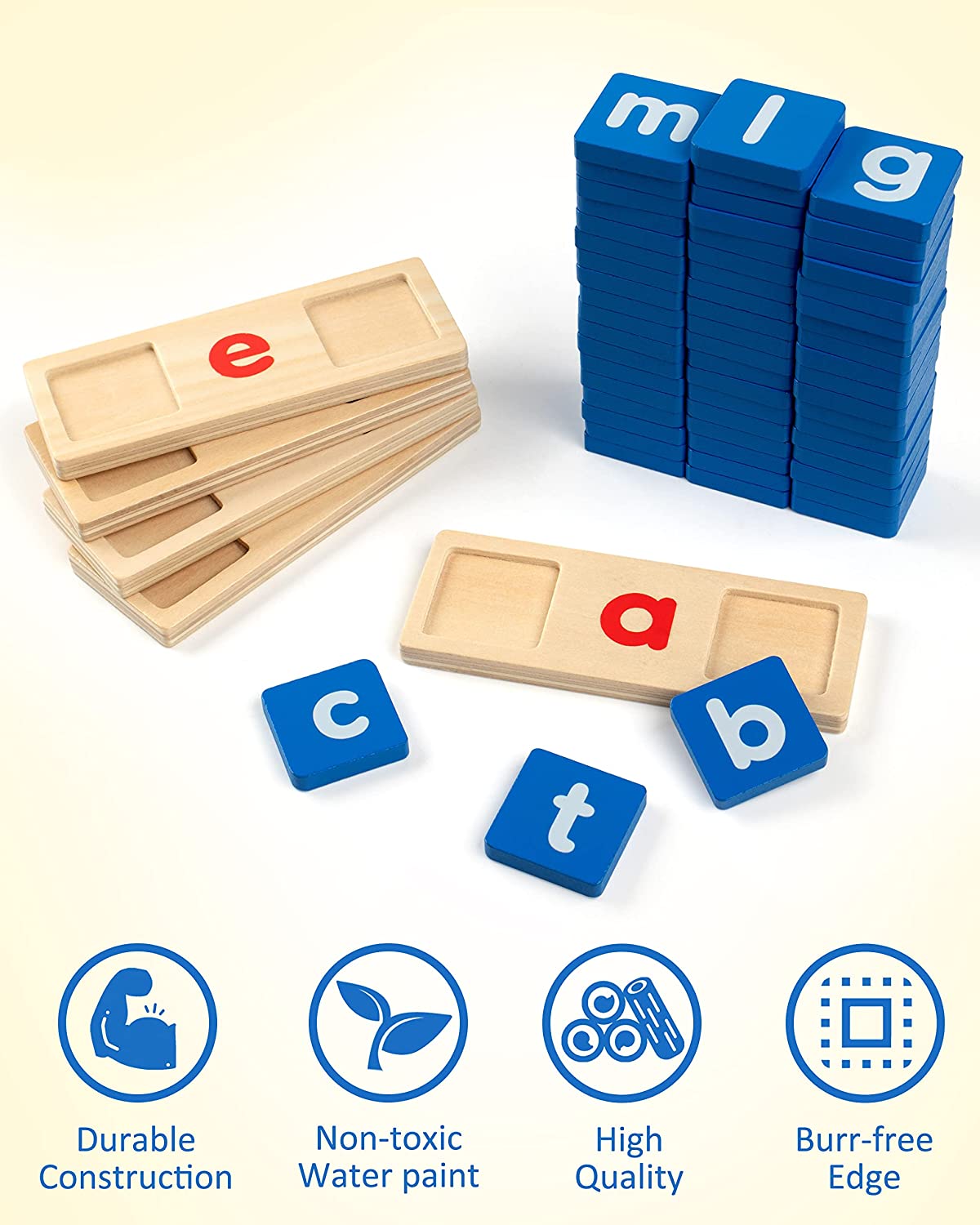 Wooden CVC Reading Blocks - Biblu box