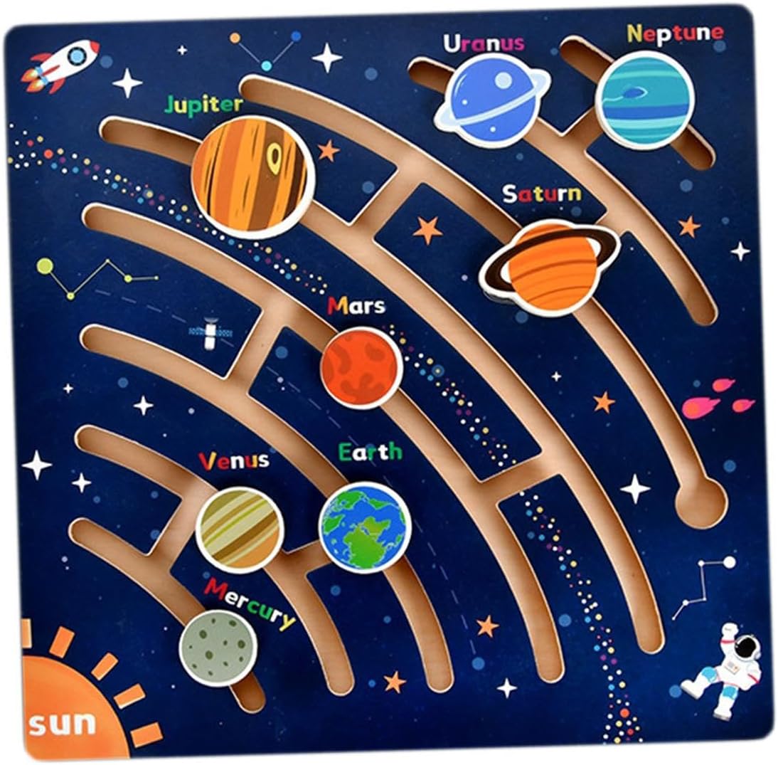 Wooden Maze-Planet Theme - Biblu box